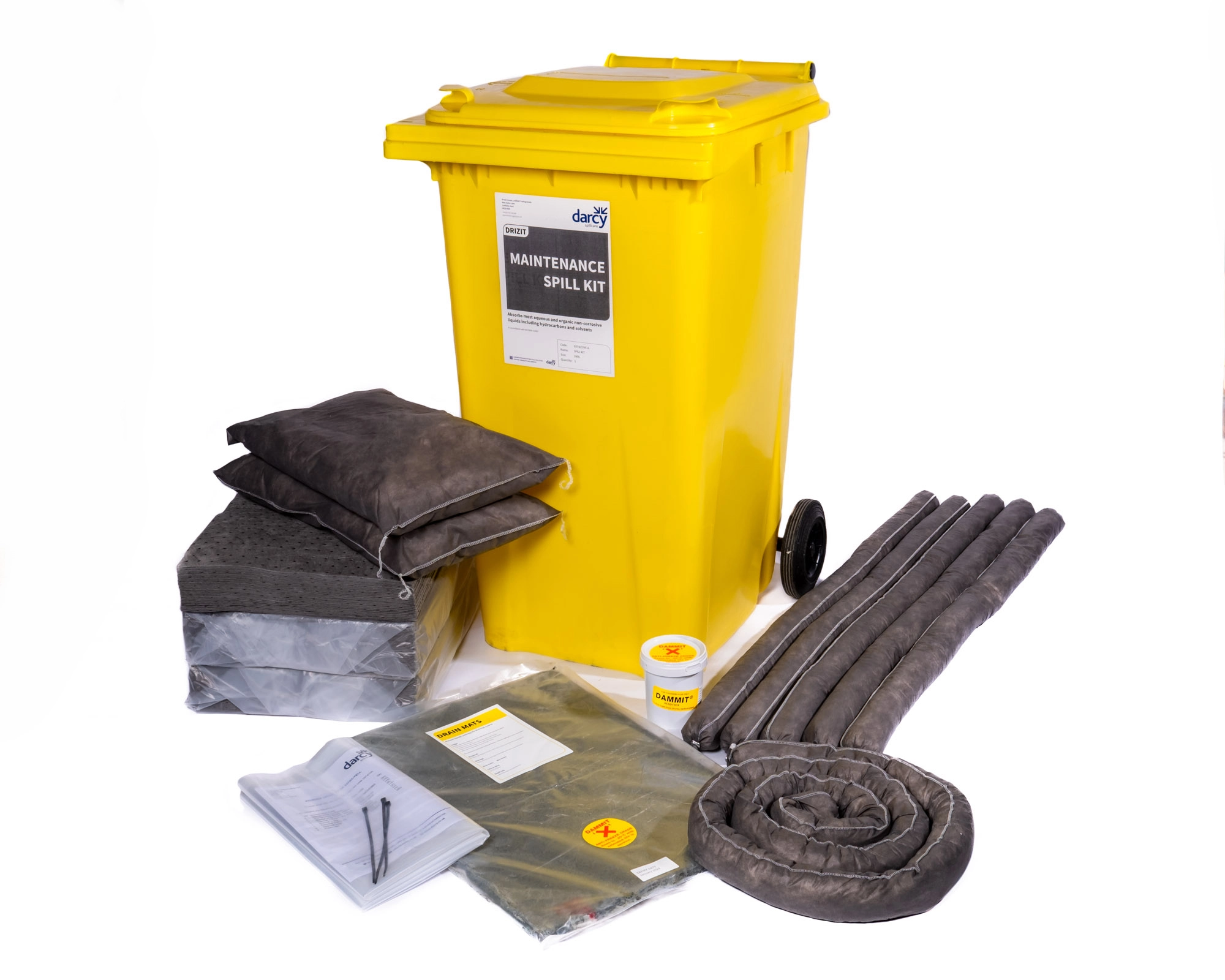 Maintenance Spill Kit 240 Yellow Bin - Darcy Spillcare